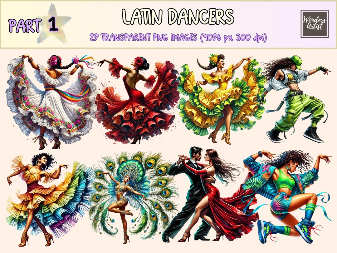 Latin Dancers Clipart – Fiesta Dance PNG Graphics (digital Download) - Etsy