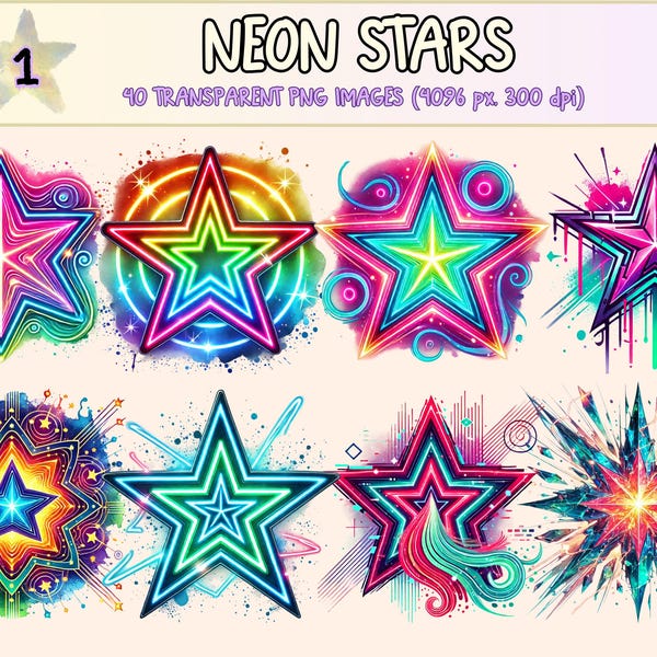 Neon Stars - Etsy