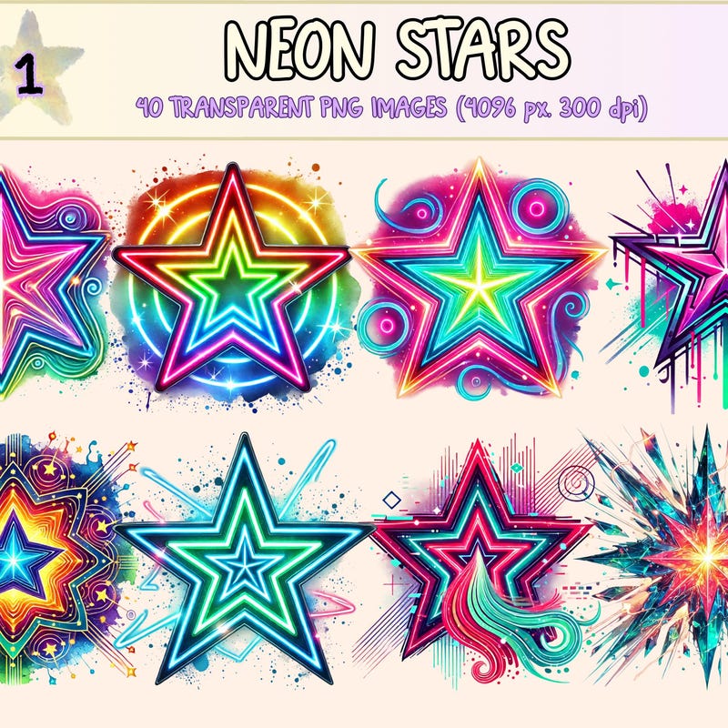Neon Graphics Stars - Etsy