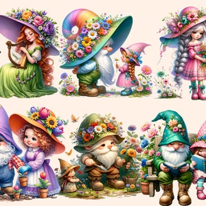Spring Gnomes Clipart - 31 PNG Springtime Wildflowers Gnome Gardener ...