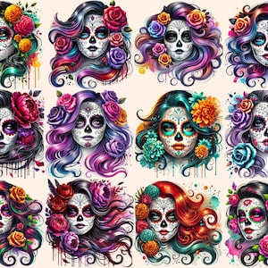 La Catrina Clipart - 32 PNG Day of the Dead Graphics, Sugar Skull ...