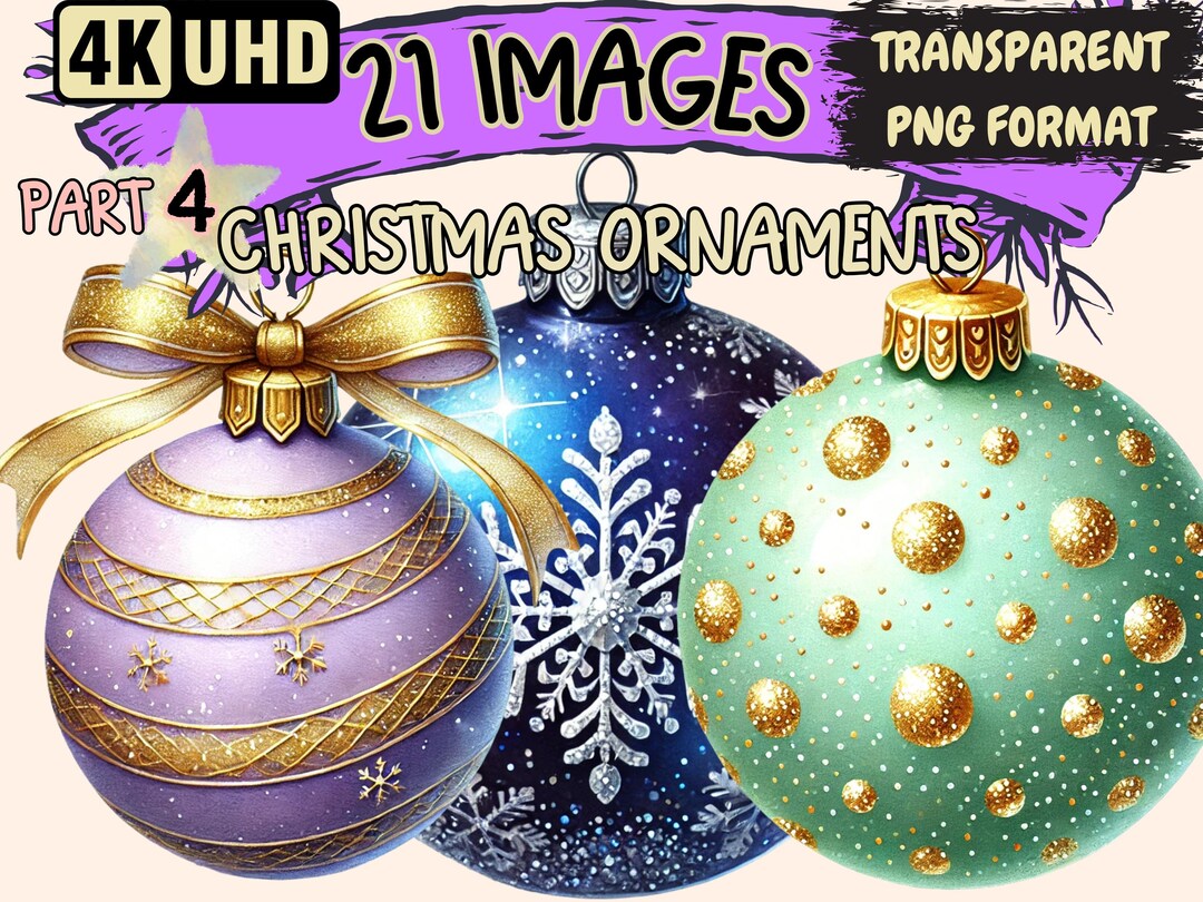 Christmas Ornaments (P4) Clipart - 21 PNG Festive Decoration ...