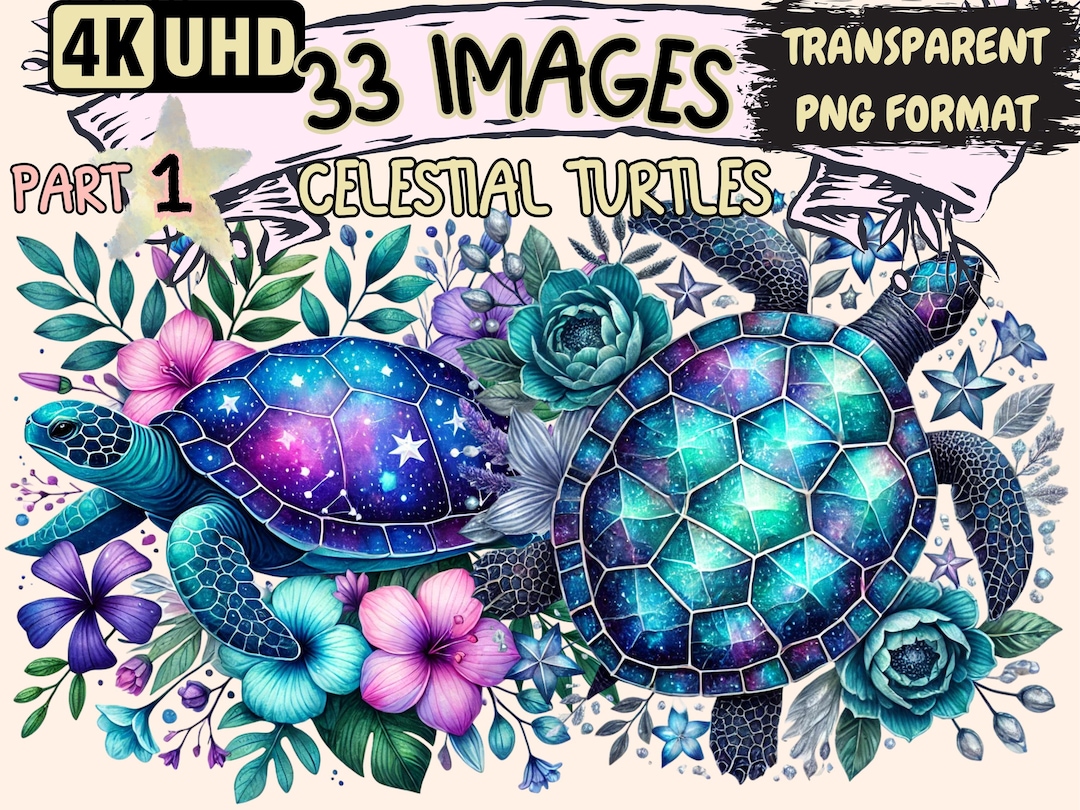 Celestial Turtles Clipart - 33 PNG Cosmic Turtle Illustrations, Starry ...
