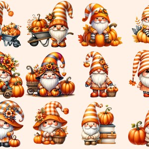 Pumpkin Gnomes Clipart – 22 PNG Autumn Graphics, Commercial Use ...
