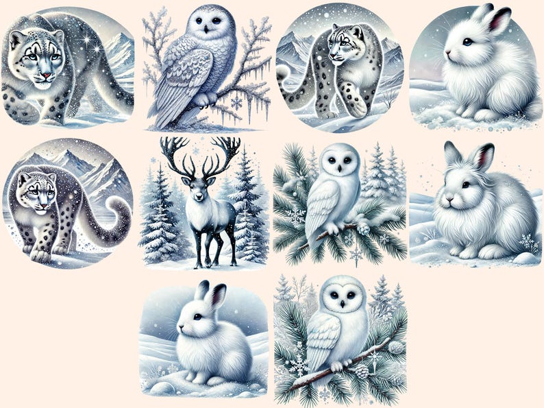 Winter Animals Clipart – Arctic Wildlife PNG Illustrations (digital ...