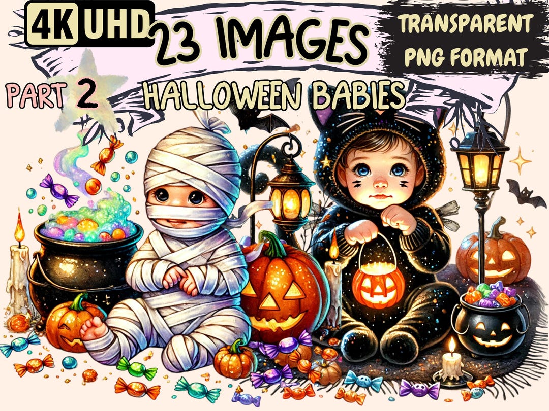 Halloween Baby Clipart – 23 PNG Spooky Illustrations (digital Download ...