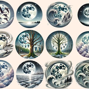 Full Worm Moon Clipart – 25 PNG Lunar Illustrations (digital Download ...