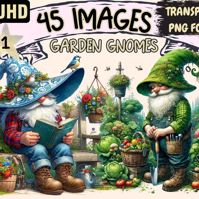 Springtime Gnome Clipart - Etsy