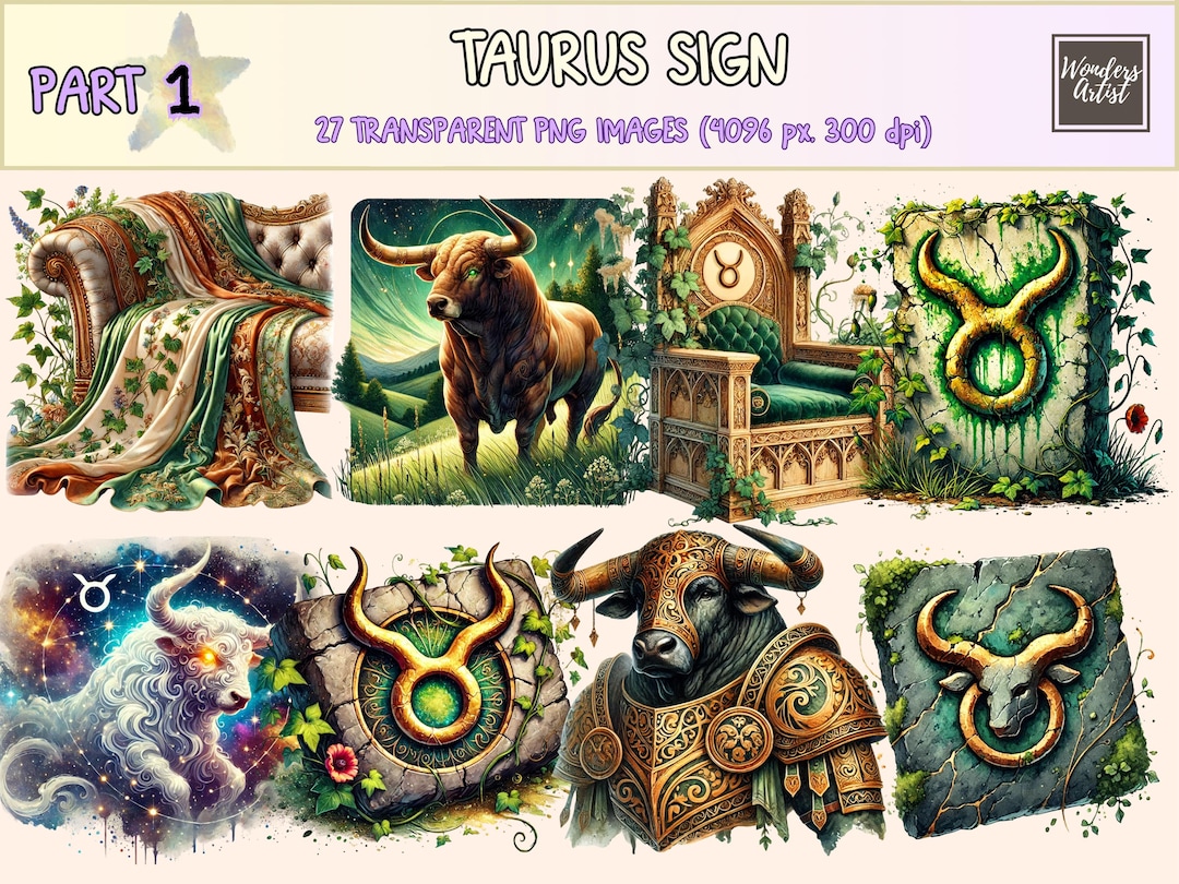 Taurus Sign Clipart - 27 PNG Zodiac Symbol Graphics, Astrology ...