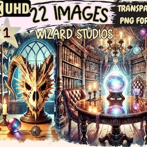 Wizard Studios Clipart - 22 PNG Magical Graphics, Fantasy Studio Printables, Instant Digital ...