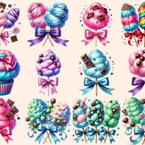 Cotton Candy Clipart - 24 PNG Sweet Treat Illustrations, Cute Carnival ...