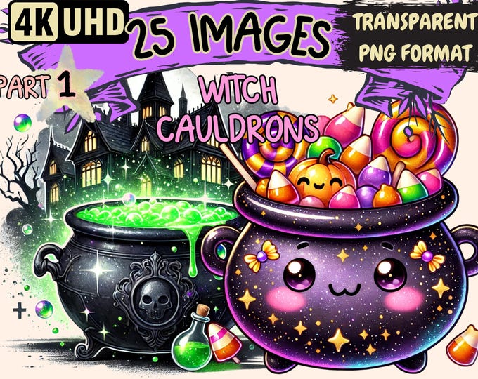 12 Floral Potion Cauldron Clipart Watercolor Pink Potion Witch Pot High ...