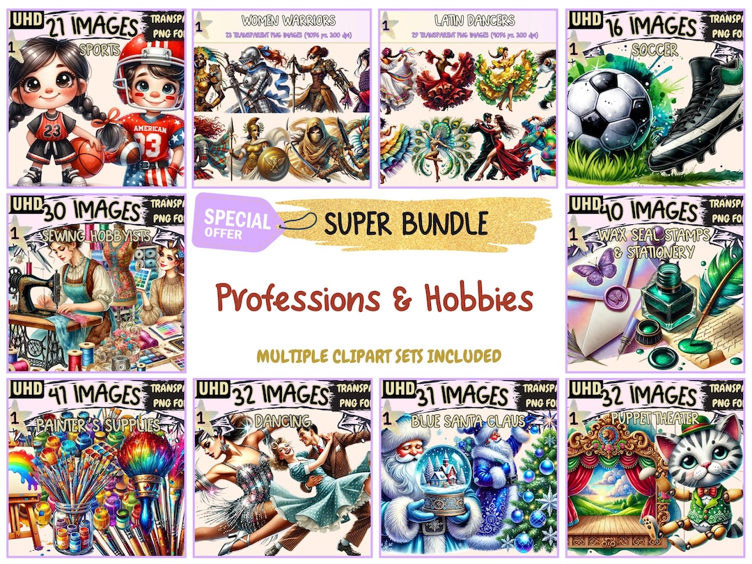 Professions & Hobbies Super Clipart Bundle – PNG Career Graphics ...