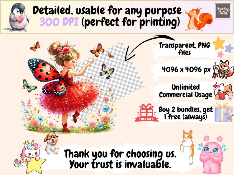 Ladybug Fairy Clipart – 81 PNG Graphics, Commercial Use (digital ...