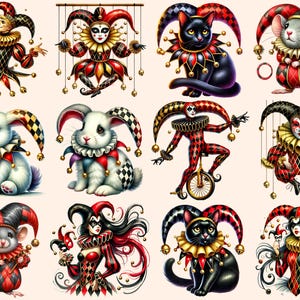 Royal Jesters Clipart - 18 PNG Playful Court Jester Illustrations ...