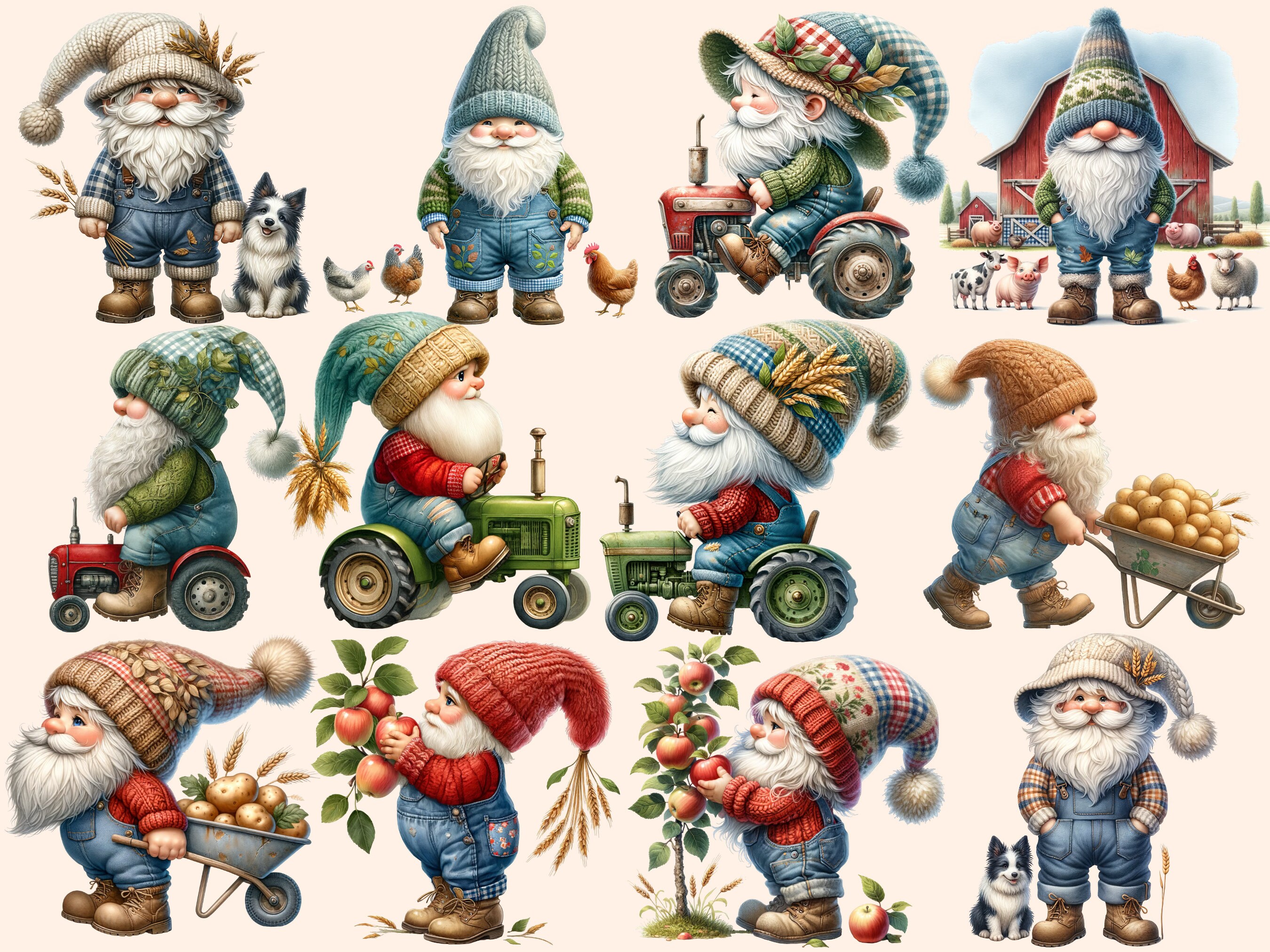 Farmer Gnomes Clipart 21 PNG Rustic Farm Countryside Gnomes, Ranch ...