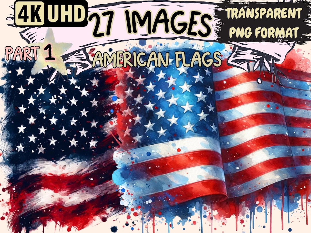 American Flags Clipart - 27 PNG 4th of July Patriotic Flag Graphics ...