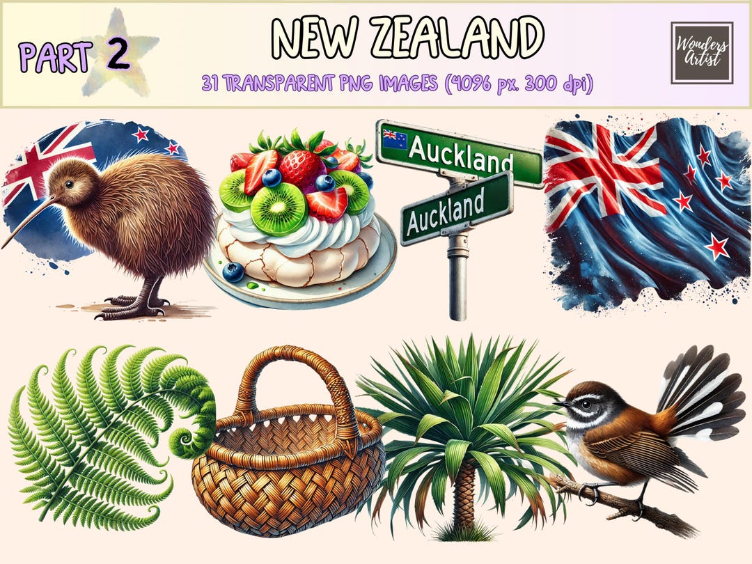 New Zealand Clipart: Scenic Travel Graphics (digital Download) - Etsy ...