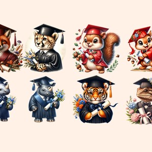 Graduation Animals Clipart - 32 PNG Celebratory Animal Graphics, Fun ...