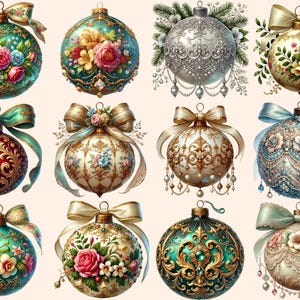 Vintage Christmas Ornaments (P2) Clipart - 20 PNG Retro Holiday ...