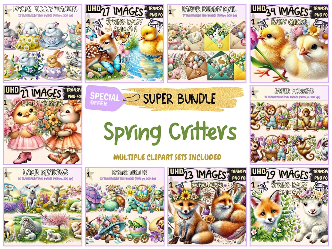 Spring Critters Clipart Super Bundle – Woodland Animals (digital ...