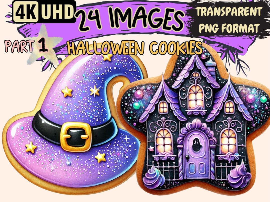 Halloween Cookies Clipart - 24 PNG Spooky Treat Illustrations, Festive ...