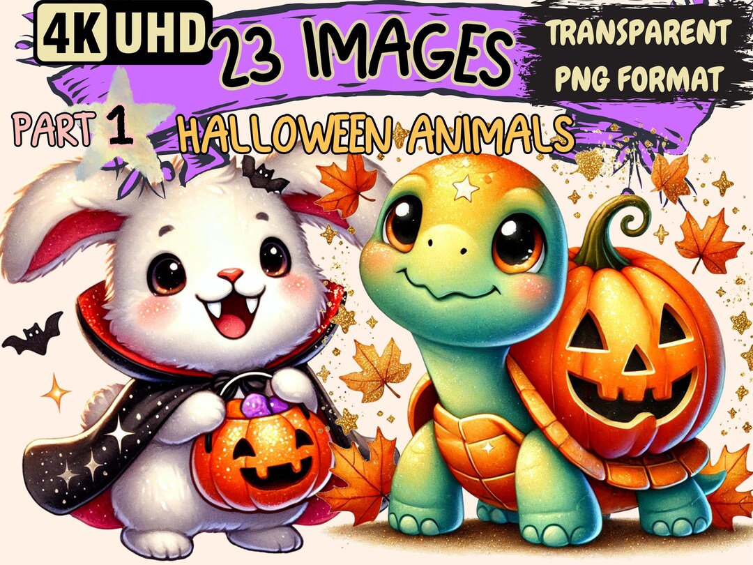 Halloween Animals Clipart - 23 PNG Spooky Creature Illustrations ...