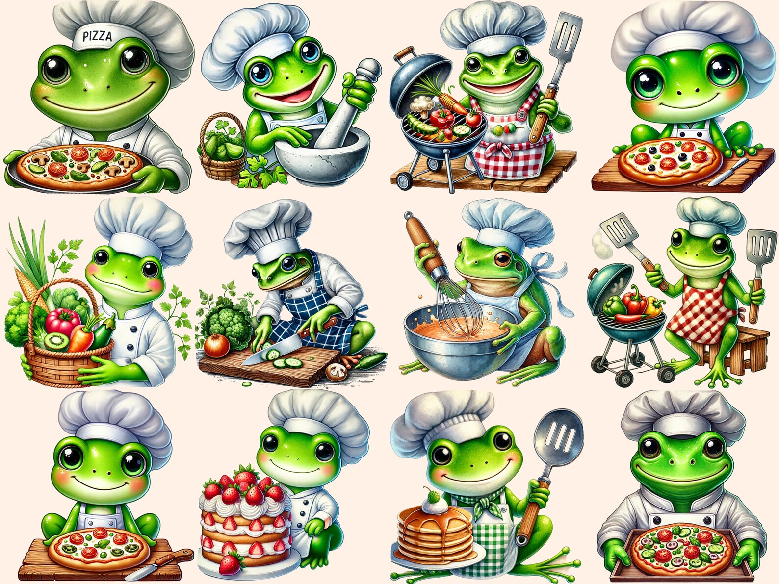 Frog Chef Clipart – 30 PNG Cooking Illustrations (digital Download) - Etsy