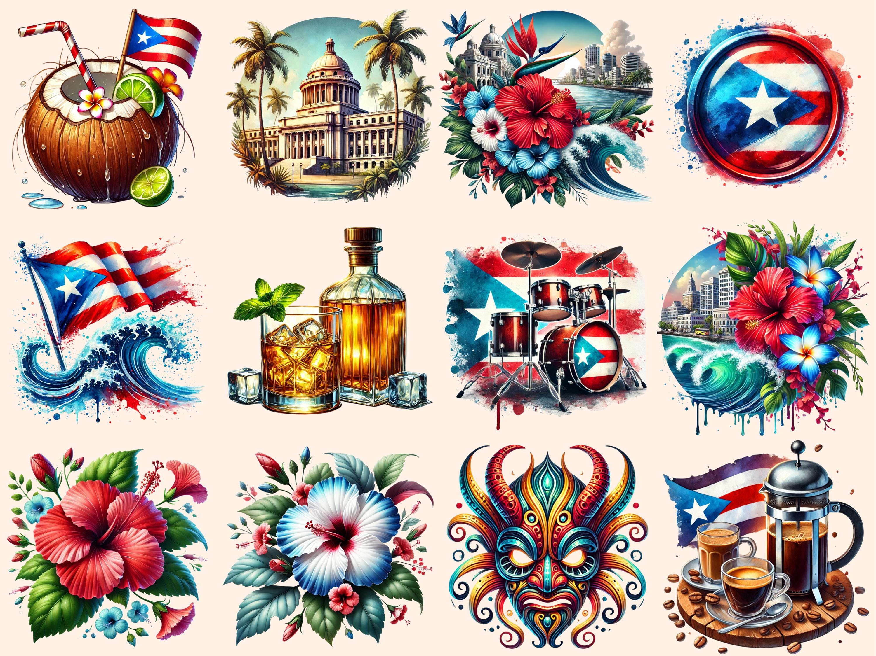 Puerto Rico Clipart – Tropical Island Graphics, Culture Illustrations ...