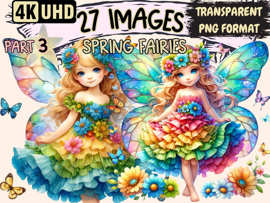 Spring Fairies Clipart – 27 PNG Graphics, Commercial Use (digital ...