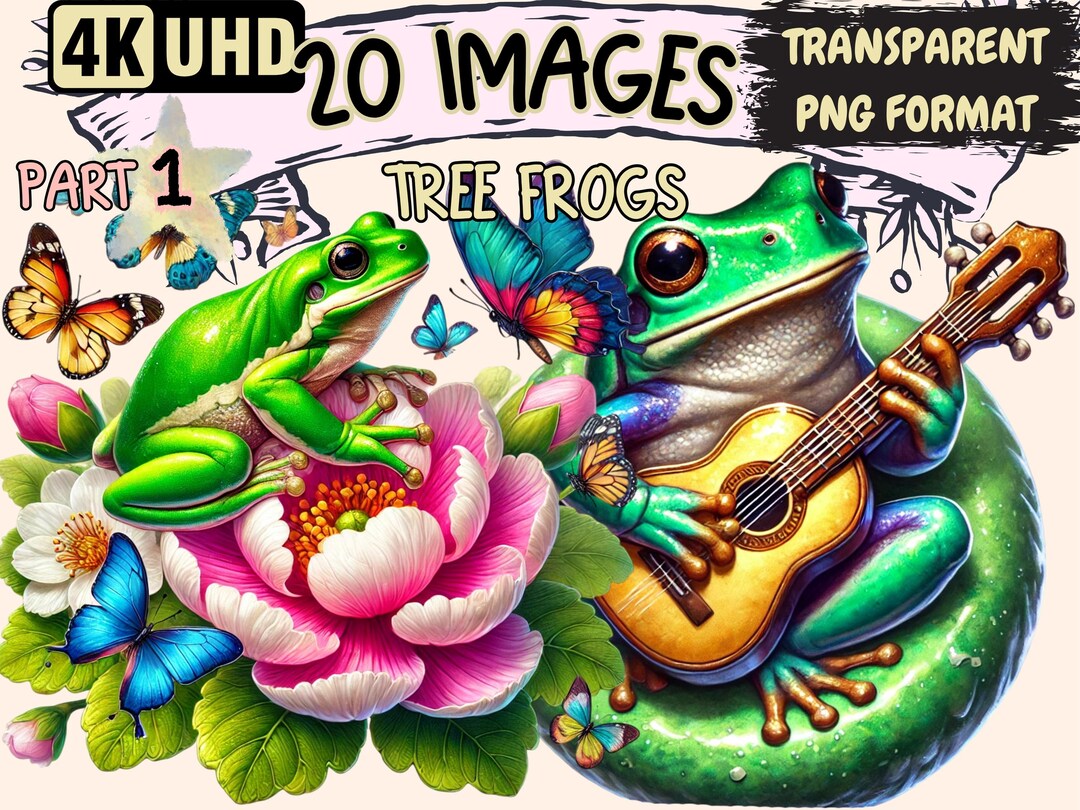 Tree Frogs Clipart - 20 PNG Cute Frog Graphics, Tropical Animal ...