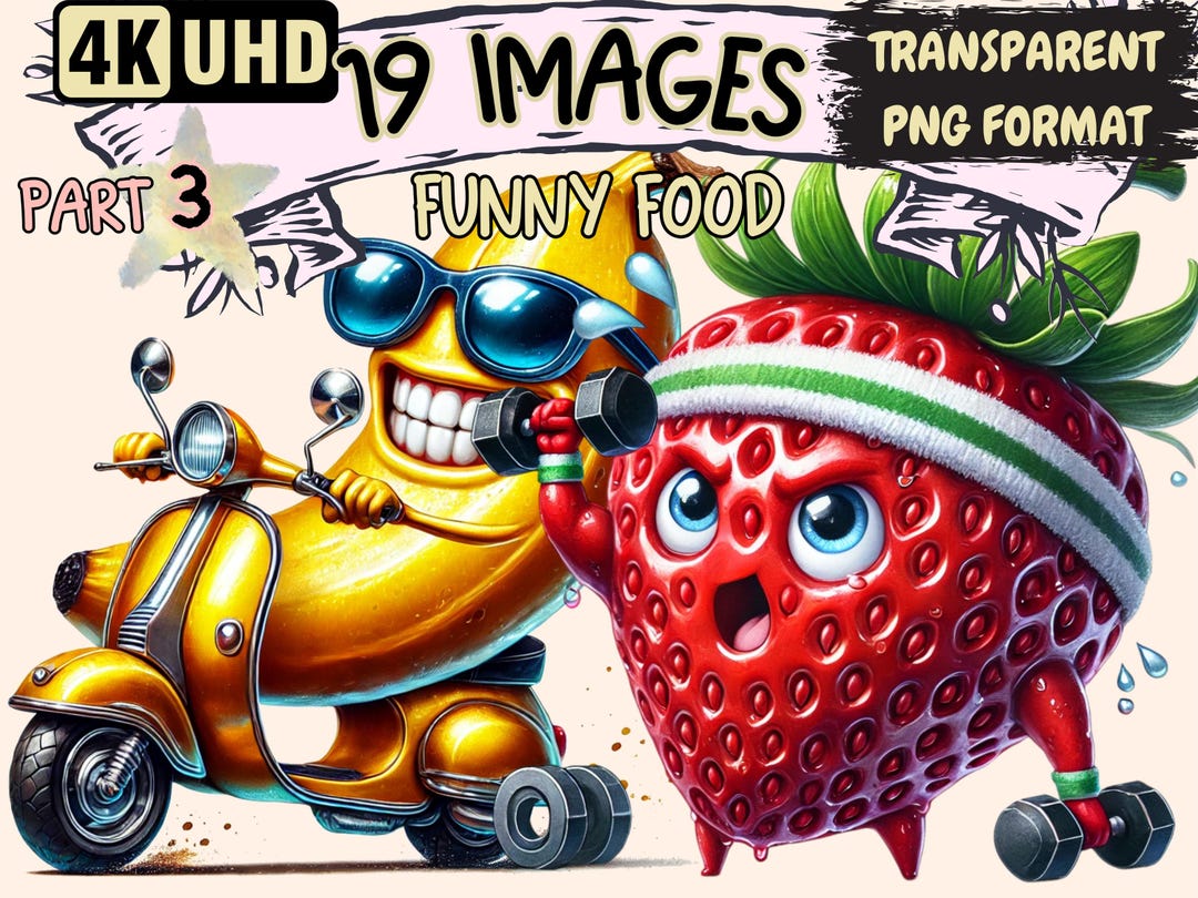 Funny Food Clipart – 19 Playful PNG Illustrations (digital Download) - Etsy
