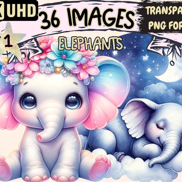 Cute Elephant Art - Etsy