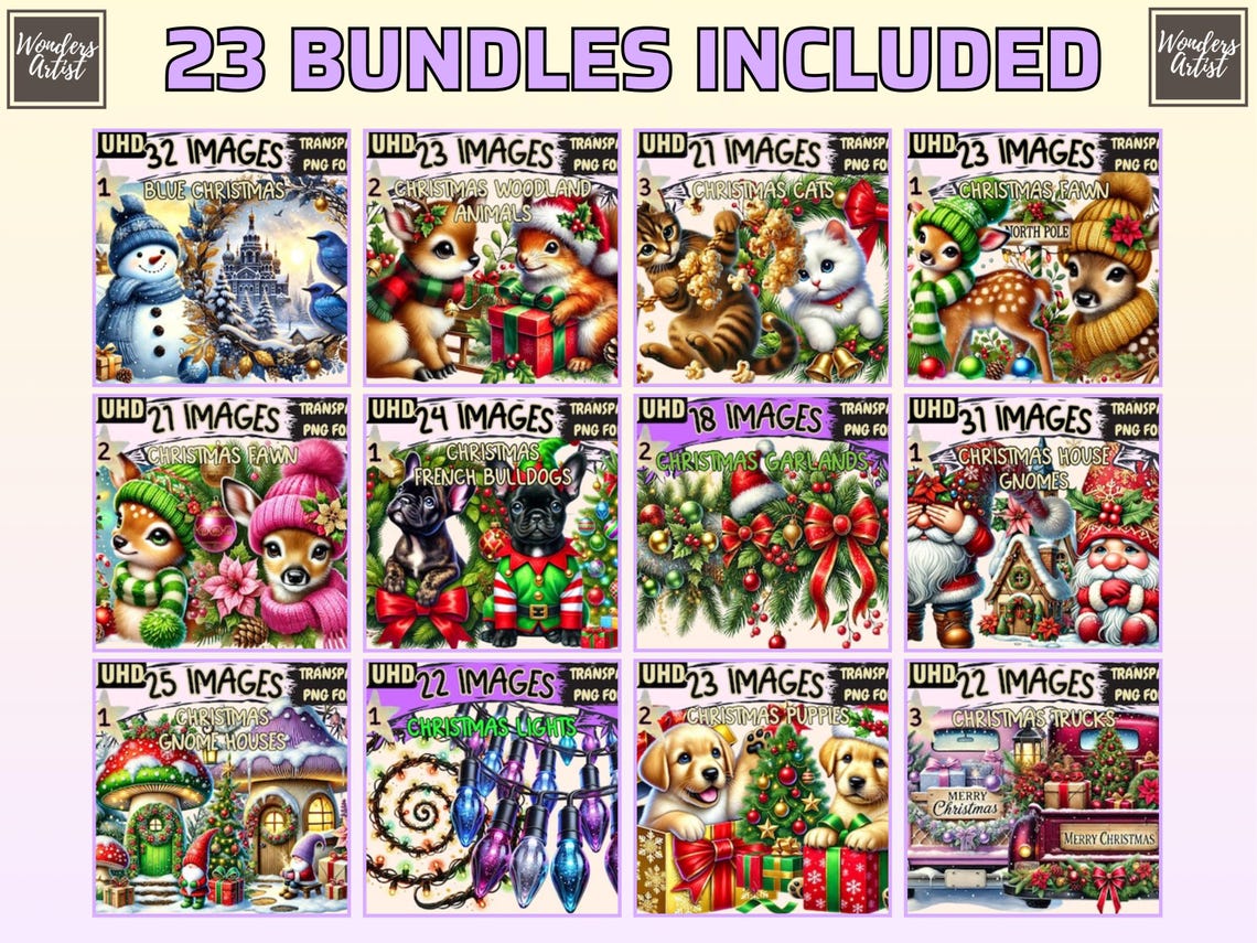 Christmas Whimsy Clipart Super Bundle – Holiday Graphics (digital ...