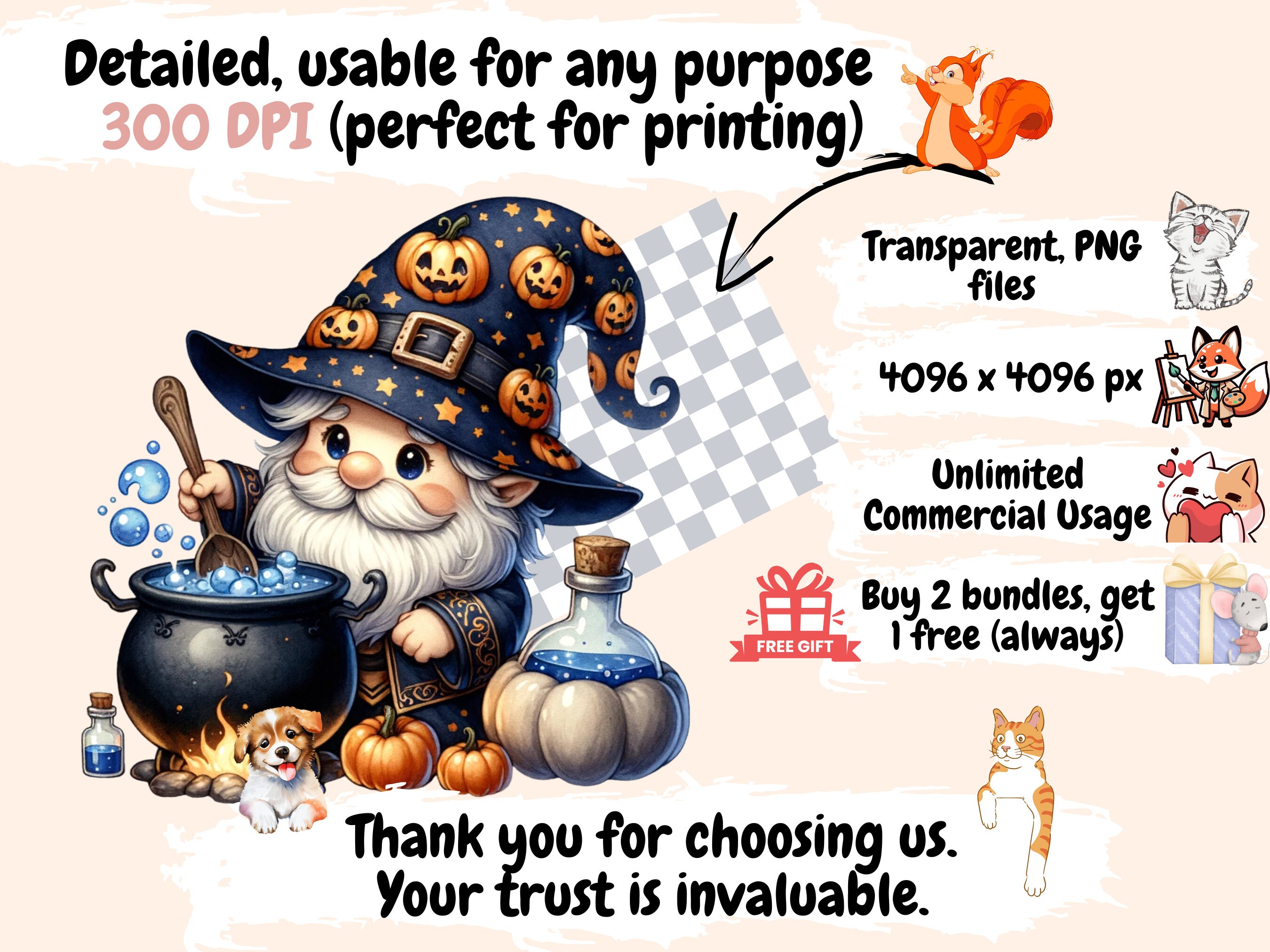 Halloween Gnomes P3 Clipart 21 PNG Spooky Gnome Graphics, Festive ...