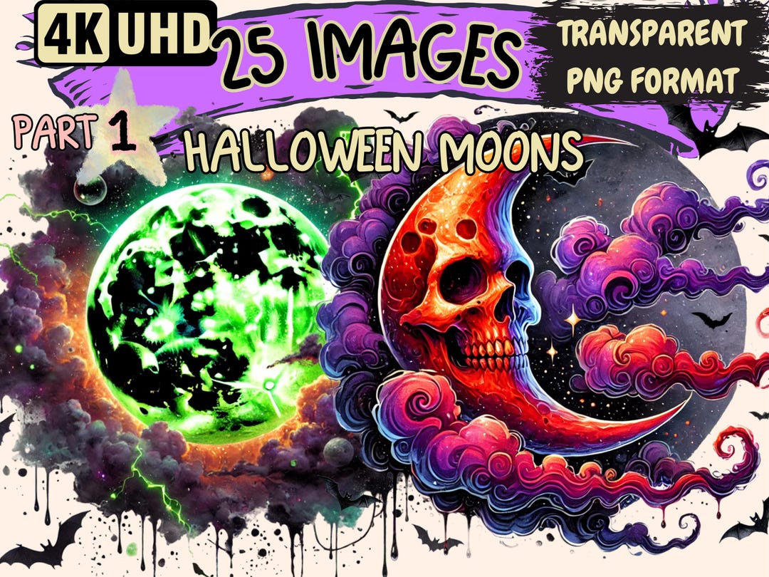 Halloween Spooky Moon PNG Clipart – Witchy Graphics, Commercial Use (digital Download) - Etsy