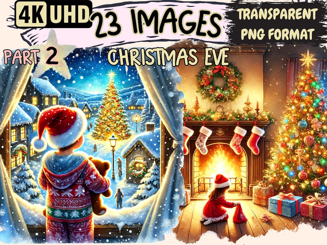 Christmas Eve (P2) Clipart - 23 PNG Festive Holiday Illustrations, Cozy ...