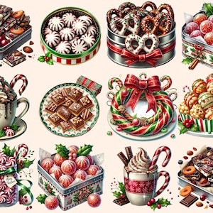 Christmas Sweets (P5) Clipart - 19 PNG Festive Treat Illustrations ...