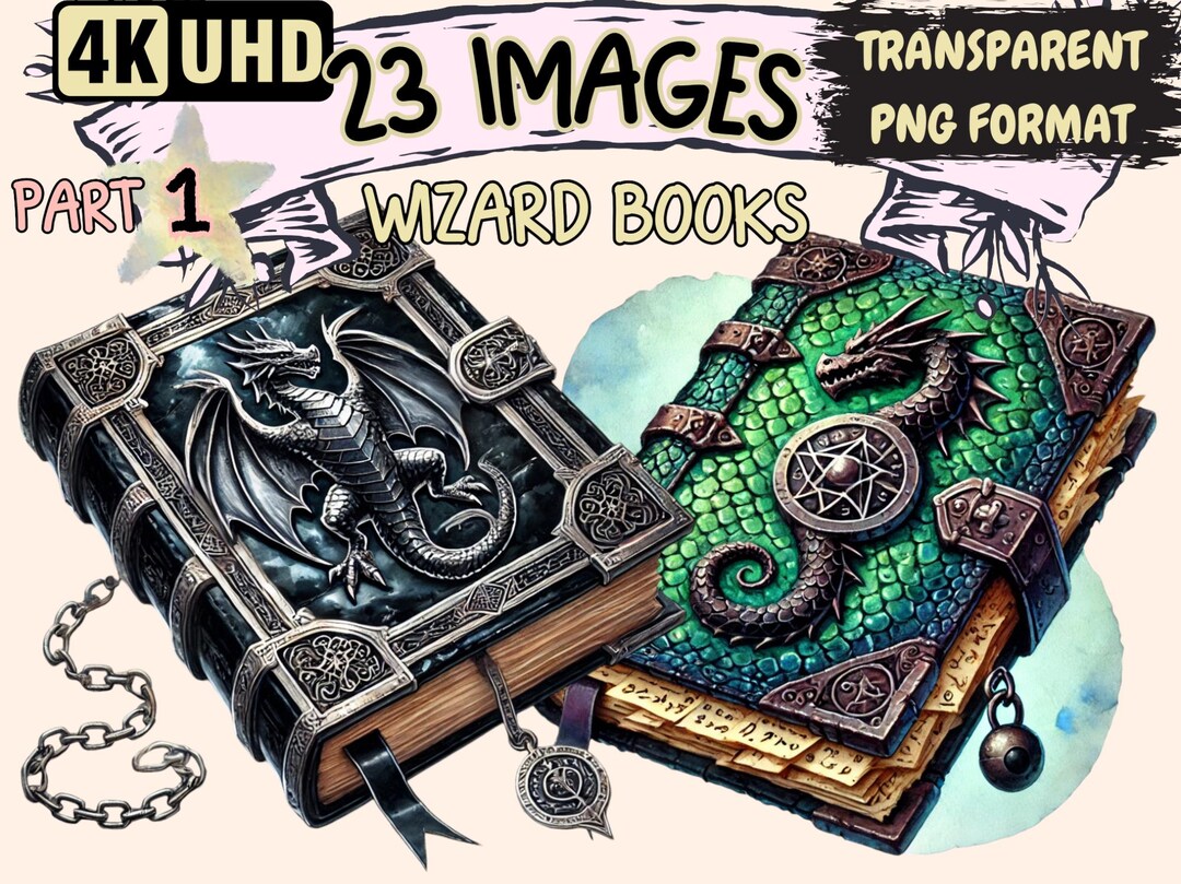 Wizard Books Clipart - 23 PNG Magical Spellbook Illustrations, Fantasy ...