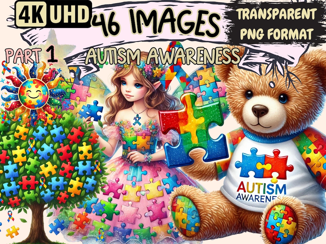 Autism Awareness Clipart - 46 PNG Supportive Illustrations, Advocacy ...