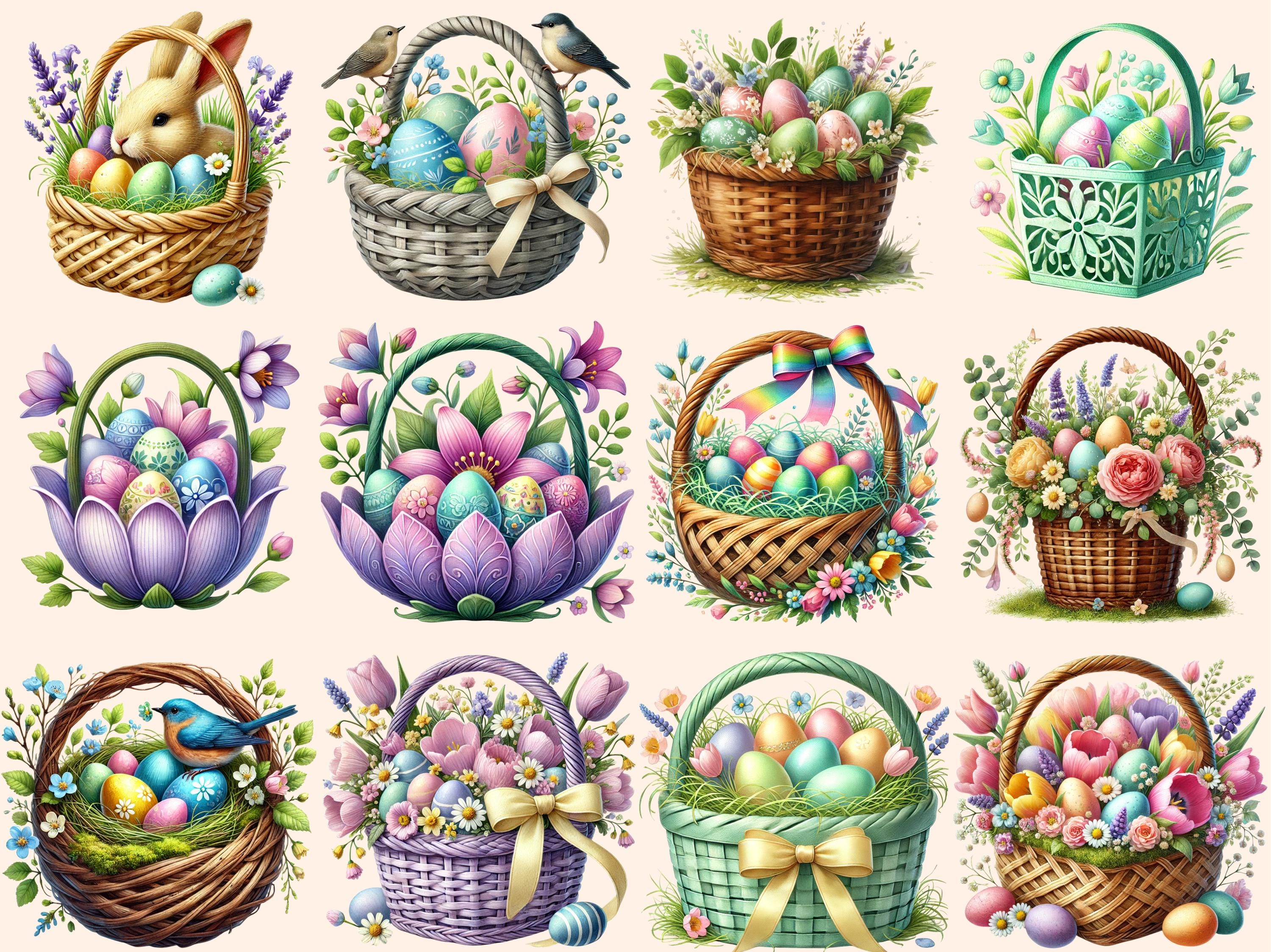 Easter Baskets Clipart - 27 PNG Spring Graphics (digital Download) - Etsy