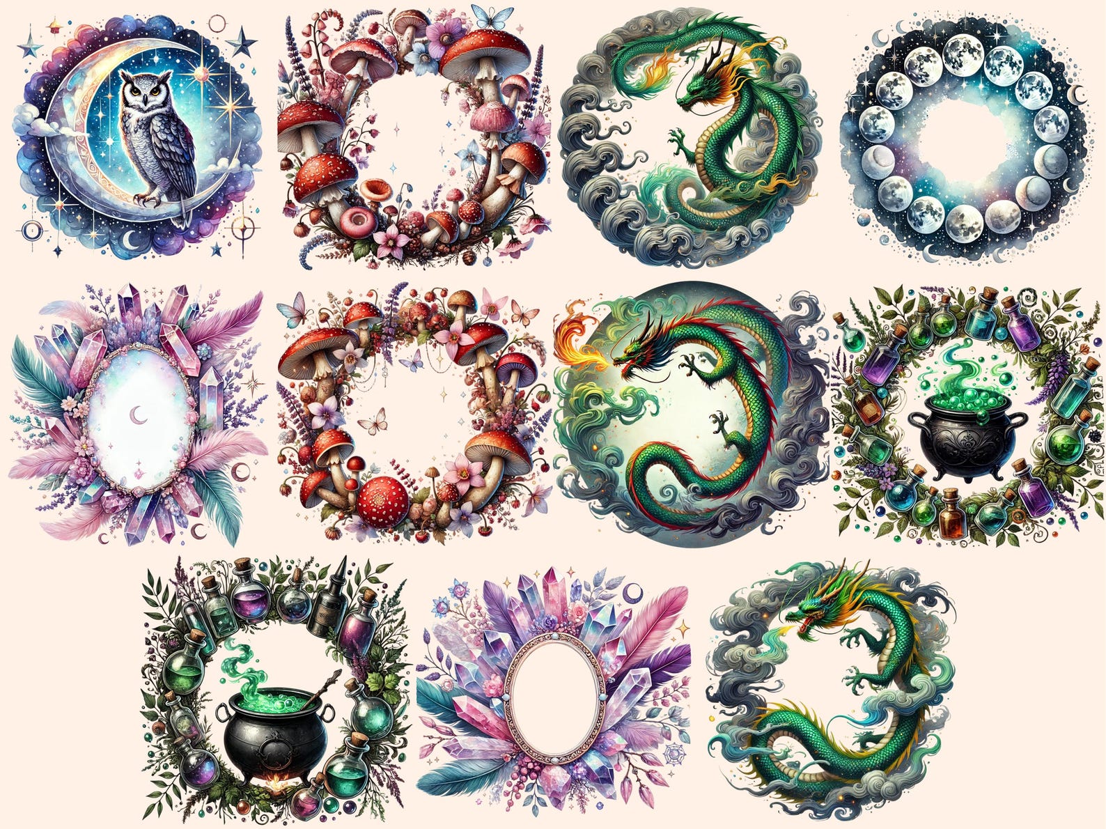 Mystical Frames Clipart – Enchanted PNG Graphics (digital Download) - Etsy