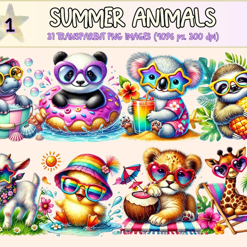 Summer Animal Clipart - Etsy