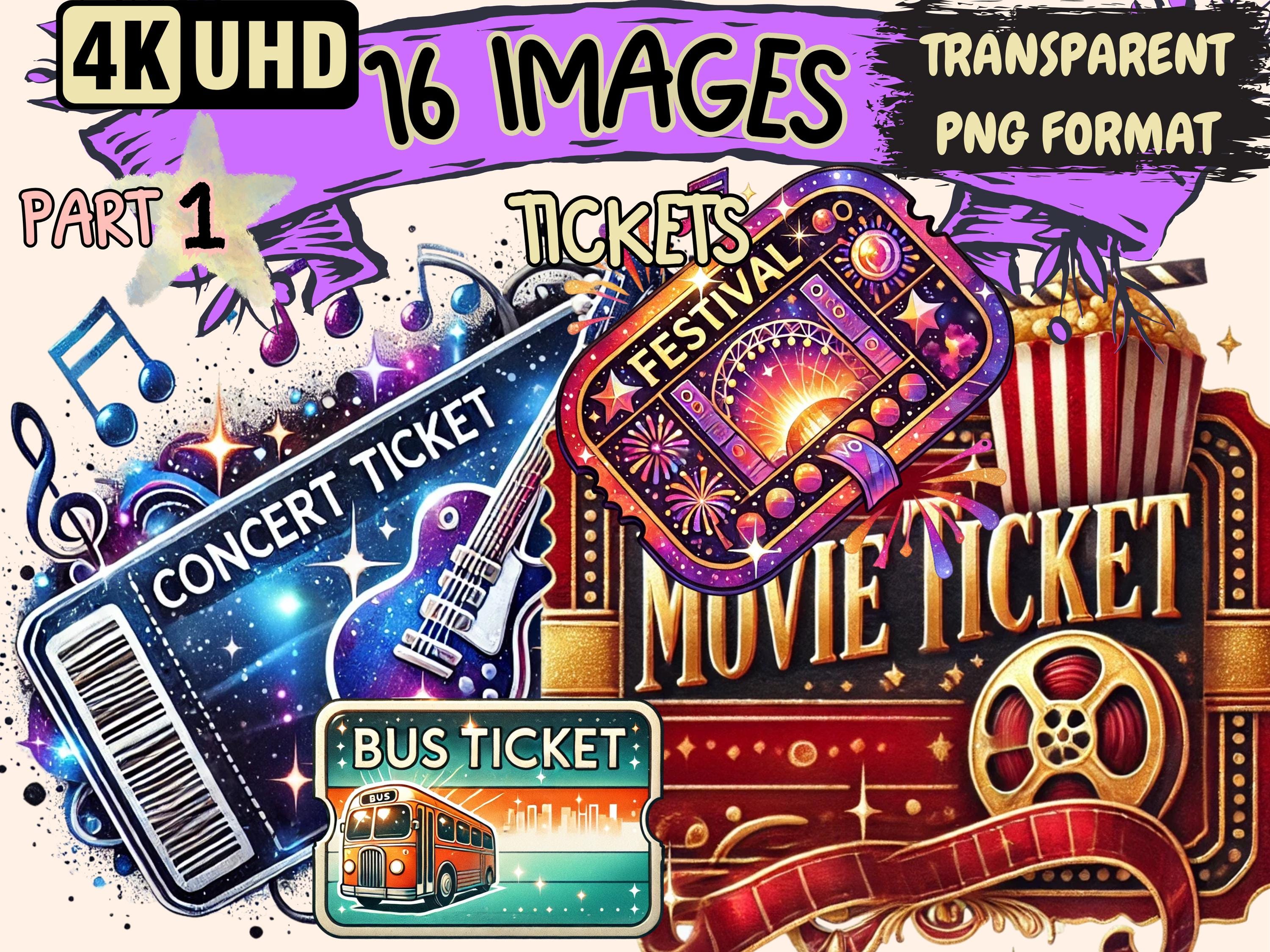 Tickets Clipart - Event Pass Illustrations, Festival Movie Art (PNG ...