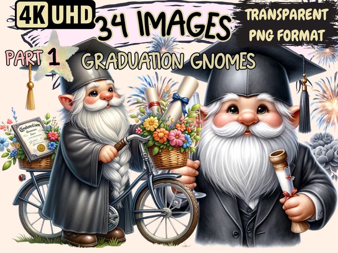 Graduation Gnomes Clipart - 34 PNG Celebratory Gnome Graphics ...