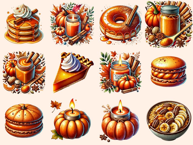 Pumpkin Spice Clipart – Fall Coffee PNG Graphics, Commercial Use ...