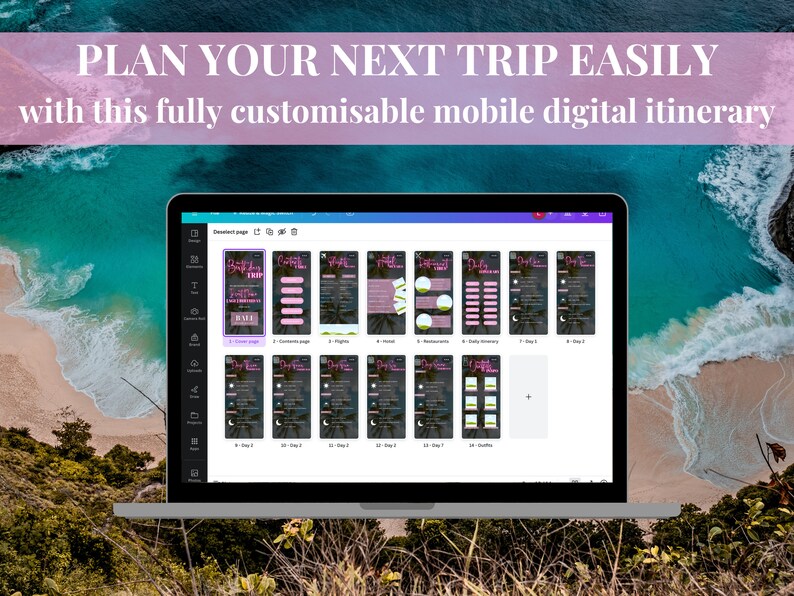 Digital Travel Itinerary Canva Template Girls Trip Wedding Honeymoon ...