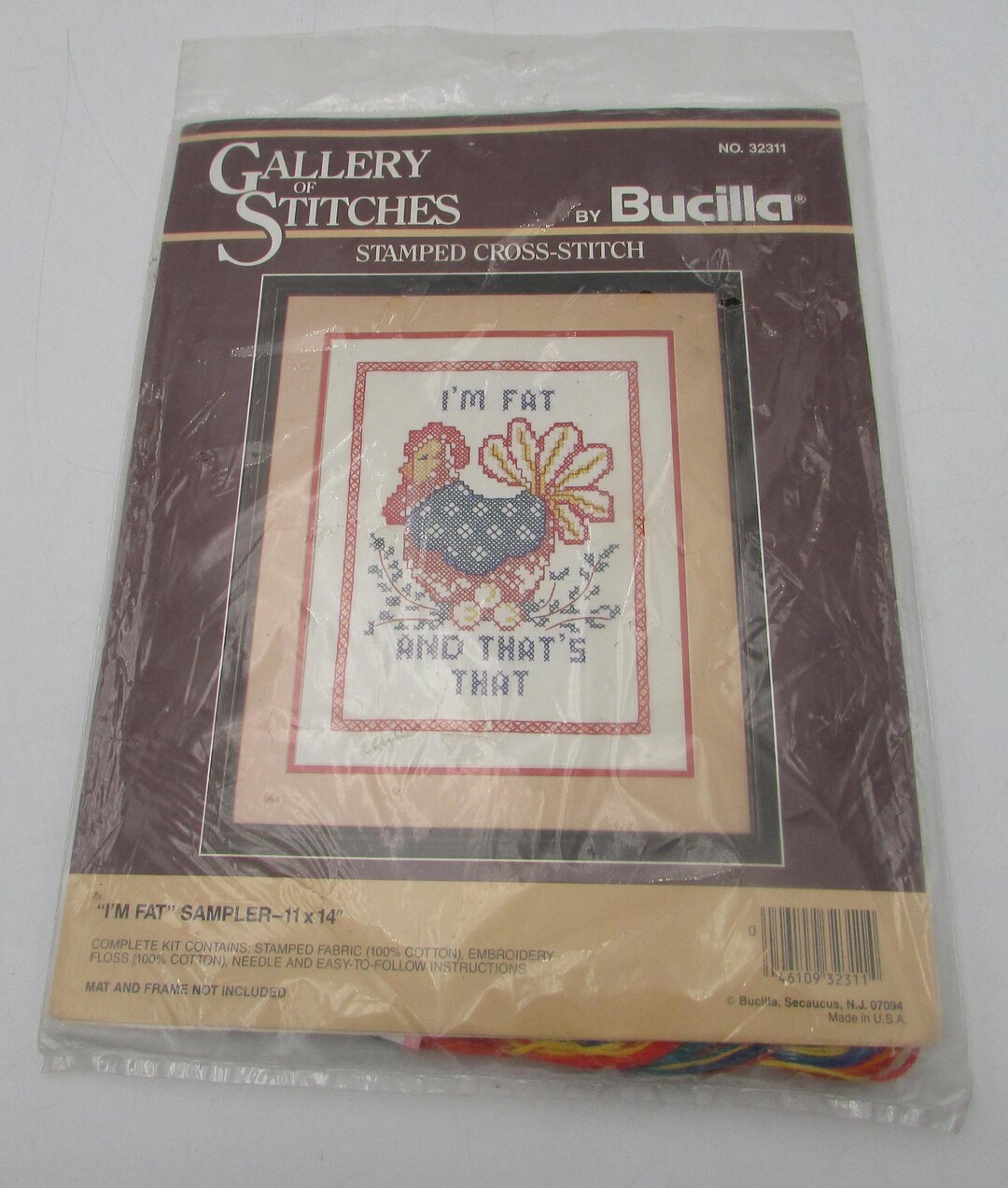 Gallery of Stitches by Bucilla Cross Stitch I'm Fat and That's That NOS ...