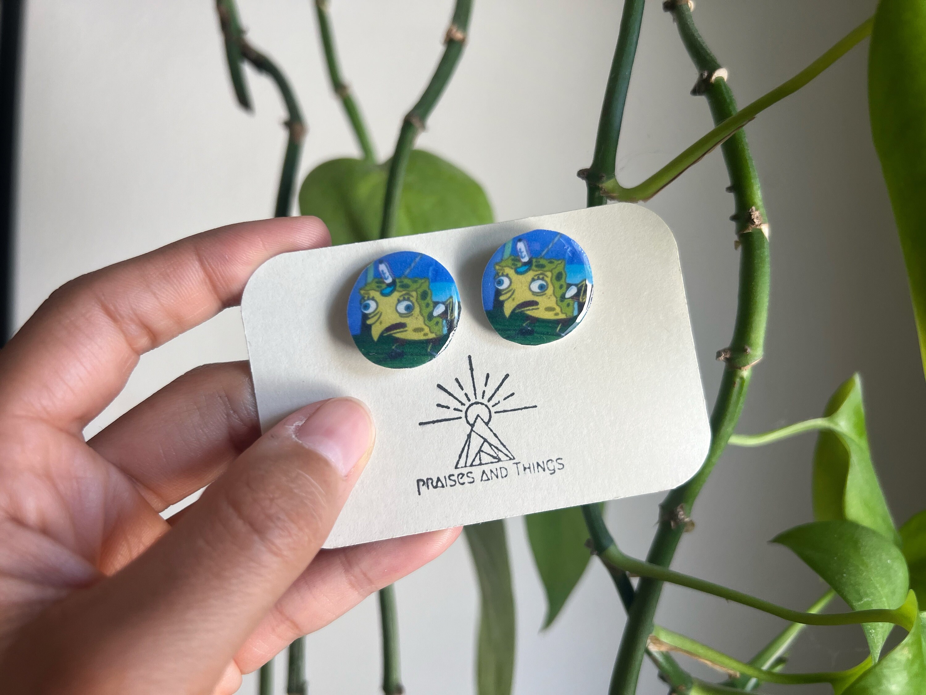 Spongebob Meme Inspired Stud Earrings - Etsy