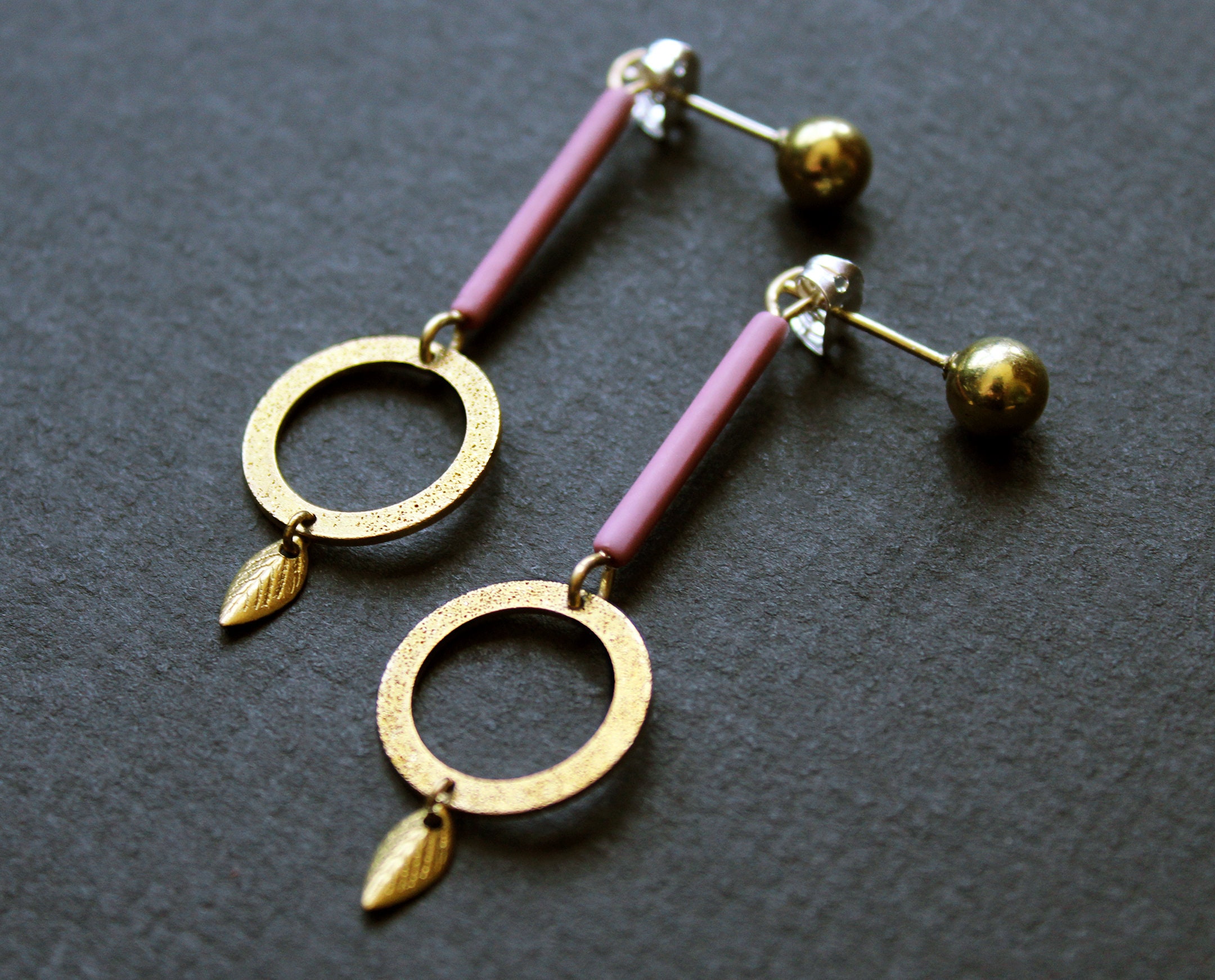 Front back earrings open circle earrings ear jacket gold long | Etsy